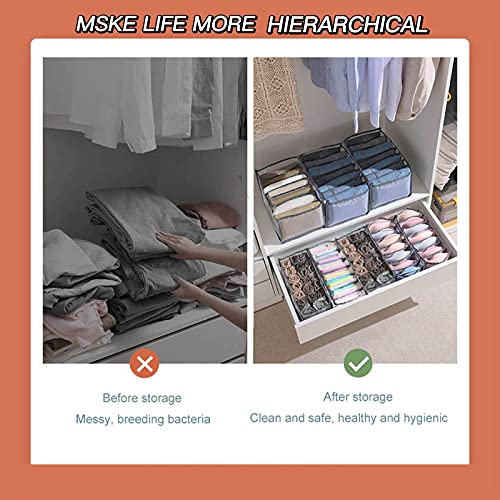 EZBOHO 5 PCS Wardrobe Clothes Organizers Mesh Clothing Drawer Organizer Washable Pants Organizer for Drawer Foldable Compartment Closet Storage Box for Jeans Leggings T-shirts(Gray)