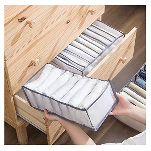 EZBOHO 5 PCS Wardrobe Clothes Organizers Mesh Clothing Drawer Organizer Washable Pants Organizer for Drawer Foldable Compartment Closet Storage Box for Jeans Leggings T-shirts(Gray)