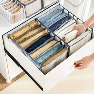 EZBOHO 5Pcs Pants Organizer for Closet Foldable Sock Drawer Organizer Wardrobe Cloth Storage Box Fabric Clothing Drawer Dividers for Pants Socks Underwear Ties(Grey, 7/24)