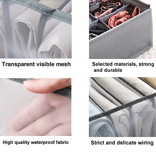 EZBOHO 5Pcs Pants Organizer for Closet Foldable Sock Drawer Organizer Wardrobe Cloth Storage Box Fabric Clothing Drawer Dividers for Pants Socks Underwear Ties(Grey, 7/24)