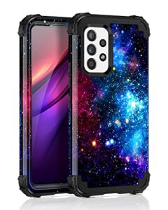 miqala for galaxy a53 5g case,glow in the dark three layer shockproof hard plastic+silicone rubber protective case for samsung galaxy a53 5g,blue sky