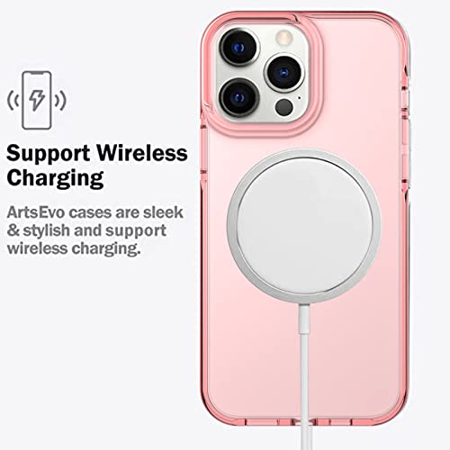 ArtsEvo Shockproof Clear Design for iPhone 13 Pro case, Certified 6.6ft Drop Protection, Raised Edges Protect Camera and Screen, Double Anti-Collision Design Pink