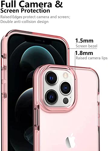 ArtsEvo Shockproof Clear Design for iPhone 13 Pro case, Certified 6.6ft Drop Protection, Raised Edges Protect Camera and Screen, Double Anti-Collision Design Pink