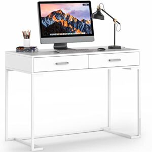 Tribesigns Computer Desk with Drawers for Small Spaces, 39" White Home Office Desks Study Writing Desk for Bedrooms, Home Office, Living Room