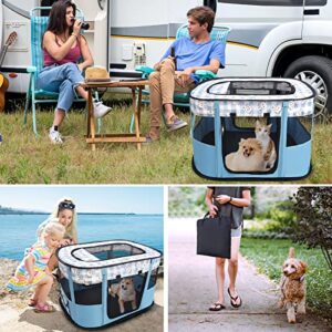 Carroza Dog and CAT pop Play Pen,Pets Houses for Dogs and Cats,Indoor&Outdoor Exercise Pen Dog Tent Puppy Playground Large (M, Bule)