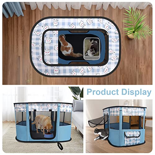 Carroza Dog and CAT pop Play Pen,Pets Houses for Dogs and Cats,Indoor&Outdoor Exercise Pen Dog Tent Puppy Playground Large (M, Bule)