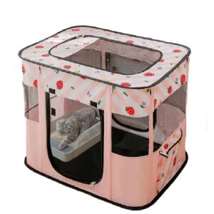 carroza portable foldable pet playpen collapsible crates kennel playpen for dog cat and rabbit &travel playpen outdoor or indoor (m, pink)