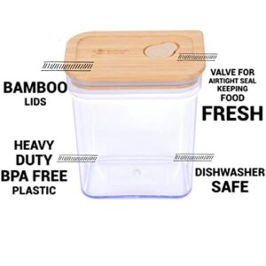 Red Panda Bamboo Plastic BPA free food storage containers with airtight bamboo lids, 3 piece set, meal prep containers