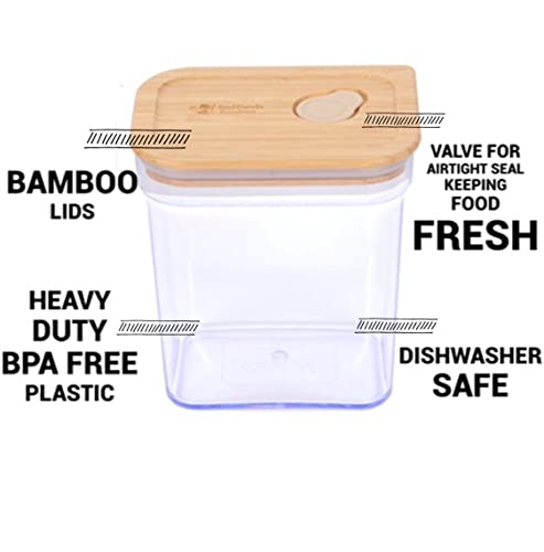 Red Panda Bamboo Plastic BPA free food storage containers with airtight bamboo lids, 3 piece set, meal prep containers