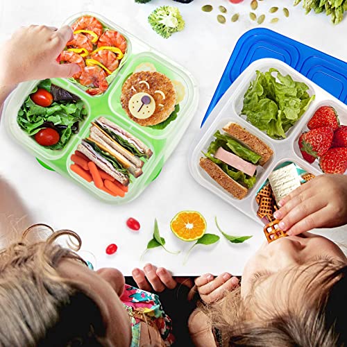 WHSNDL 4-Compartment Bento Snack Boxes Reusable Meal Prep Containers BPA-Free Food Containers for Kids, Boys & Girls After Meal Snack Containers Suitable for school, travel, picnic(5 Pack)