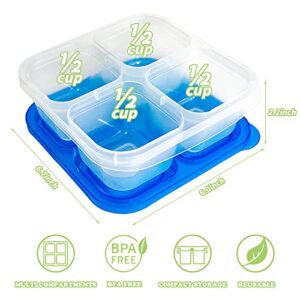 WHSNDL 4-Compartment Bento Snack Boxes Reusable Meal Prep Containers BPA-Free Food Containers for Kids, Boys & Girls After Meal Snack Containers Suitable for school, travel, picnic(5 Pack)