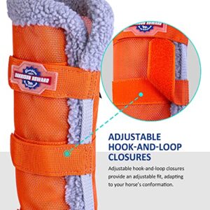 Harrison Howard Horse Fly Boots Summer Protection with Fleece Trim to Eliminate Rubbing Comfortable and Ventilating Mesh Leg Guards Sold in Pair Vibrant Orange L