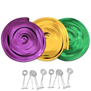 Mefuny Pack of 30 Purple Gold Green Hanging Swirl Decorations Mardi Gras Sparkly Streamers Foil Swirls for Ceiling Decorations Party Supplies