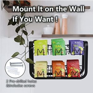 Tea Bag Organizer Storage and Display Rack with a Tea Bag Squeezer Stainless Steel Tea Bag Tongs for Cabinet and Counter or Wall Mount ,can Hold up to 120 Standard Size of Tea Bags