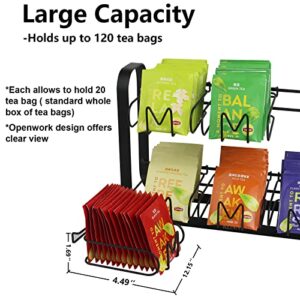 Tea Bag Organizer Storage and Display Rack with a Tea Bag Squeezer Stainless Steel Tea Bag Tongs for Cabinet and Counter or Wall Mount ,can Hold up to 120 Standard Size of Tea Bags