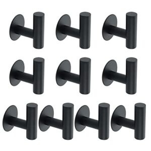 alise 10 pcs self-adhesive utility hooks coat hook single towel clothes hooks for bathroom kitchen wardrobe window glass door garage,free-drilling stainless steel matte black