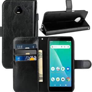 YJROP for Schok Volt SV55 Case, for Schok Volt SV55 Wallet Case, PU Leather Wrist Strap Card Slots Shockproof Protective Flip Cover Phone Case for Schok Volt SV55 SV55216, Black