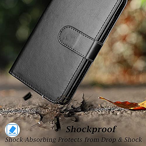 YJROP for Schok Volt SV55 Case, for Schok Volt SV55 Wallet Case, PU Leather Wrist Strap Card Slots Shockproof Protective Flip Cover Phone Case for Schok Volt SV55 SV55216, Black