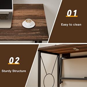 RISWER Foldable Desk,Folding Computer Desk for Small Spaces 31.5 inch Small Folding Table for Home Office Metal Frame Collapsible Desk for Laptop No Assembly Rustic Style