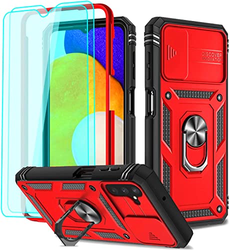 SunStory Samsung Galaxy A13 5G Case with HD Screen Protector [2 Packs], Kickstand [ Military-Grade ] Slide Camera Cover 360 Full Body Protective Cover for Samsung Galaxy A13 5G (Red)