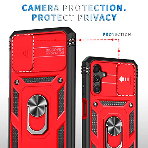 SunStory Samsung Galaxy A13 5G Case with HD Screen Protector [2 Packs], Kickstand [ Military-Grade ] Slide Camera Cover 360 Full Body Protective Cover for Samsung Galaxy A13 5G (Red)