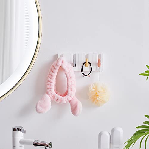 Adhesive Coat Hook, 3 Pack Wall Mounted Key Holder, Heavy Duty Entrance Way Storage Rack for Hanging Coat, Hat, Clothes, Scarf, Bag, Towel (Colorful)