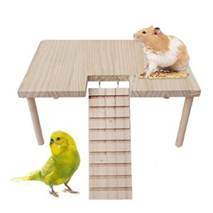 sinfun bird wood perch playground toy hamster wooden play gym stand table parrot platform with climbing ladder for parakeet conure hamster squirrel gerbil chinchilla small medium birds animals