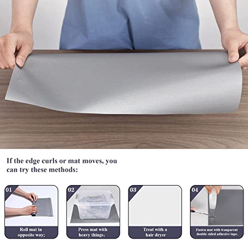 Hersvin Shelf Liner, 24" x20' Non-Adhesive Drawer Liners EVA Kitchen Cupboard Cabinet Covering Undersink Mat Washable Fridge Lining Paper (Gray/Diamond)