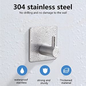 Lgowithyou Adhesive Hooks, Modern Matte Heavy Duty Waterproof Towel Hooks- 304 Stainless Steel Hooks for Hanging Coat, Hat, Robe, Stick on Wall Hooks for Bathroom & Kitchen- 4 Packs (Sliver)