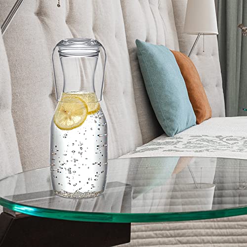 Amazing Abby - Aurora - Acrylic Bedside Carafe Set, Plastic Water Carafe with Dual-Use Tumbler/Lid, Easy-Access for the Night, Shatter-Proof, BPA-Free, Great for Bedroom, Bathroom, Kitchen, and More