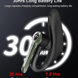 Trucker Bluetooth Headset Wireless Bluetooth Earpiece with Microphone ENC Long Battery Life Waterproof Earpiece Hands Free Headset Cell Phone Ear Pieces for Office Business Driving Work HD Phone Calls