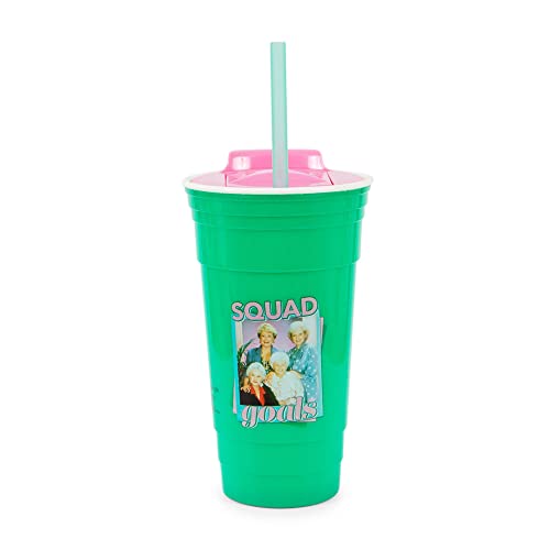 Silver Buffalo Golden Girls Squad Goals Photo Plastic Tumbler with Lid and Straw, 32 Ounces