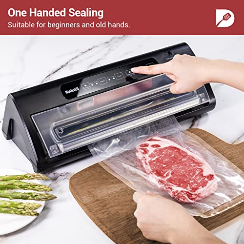 Daintii Automatic Vacuum Sealer Machine, High Suction Power, Consistent Sealing & Easy to Use, Included Starter Kit, for Airtight Food Storage and Sous Vide, Safety Certified, Black