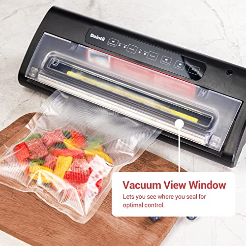 Daintii Automatic Vacuum Sealer Machine, High Suction Power, Consistent Sealing & Easy to Use, Included Starter Kit, for Airtight Food Storage and Sous Vide, Safety Certified, Black