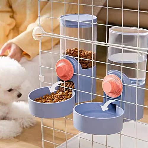 Aarpurt 35oz Hanging Automatic Food Water Dispenser, Gravity Auto Feeder Waterer Set, Water Food Bowl for Cage Pet for Dog Cat Rabbit Chinchilla Ferret