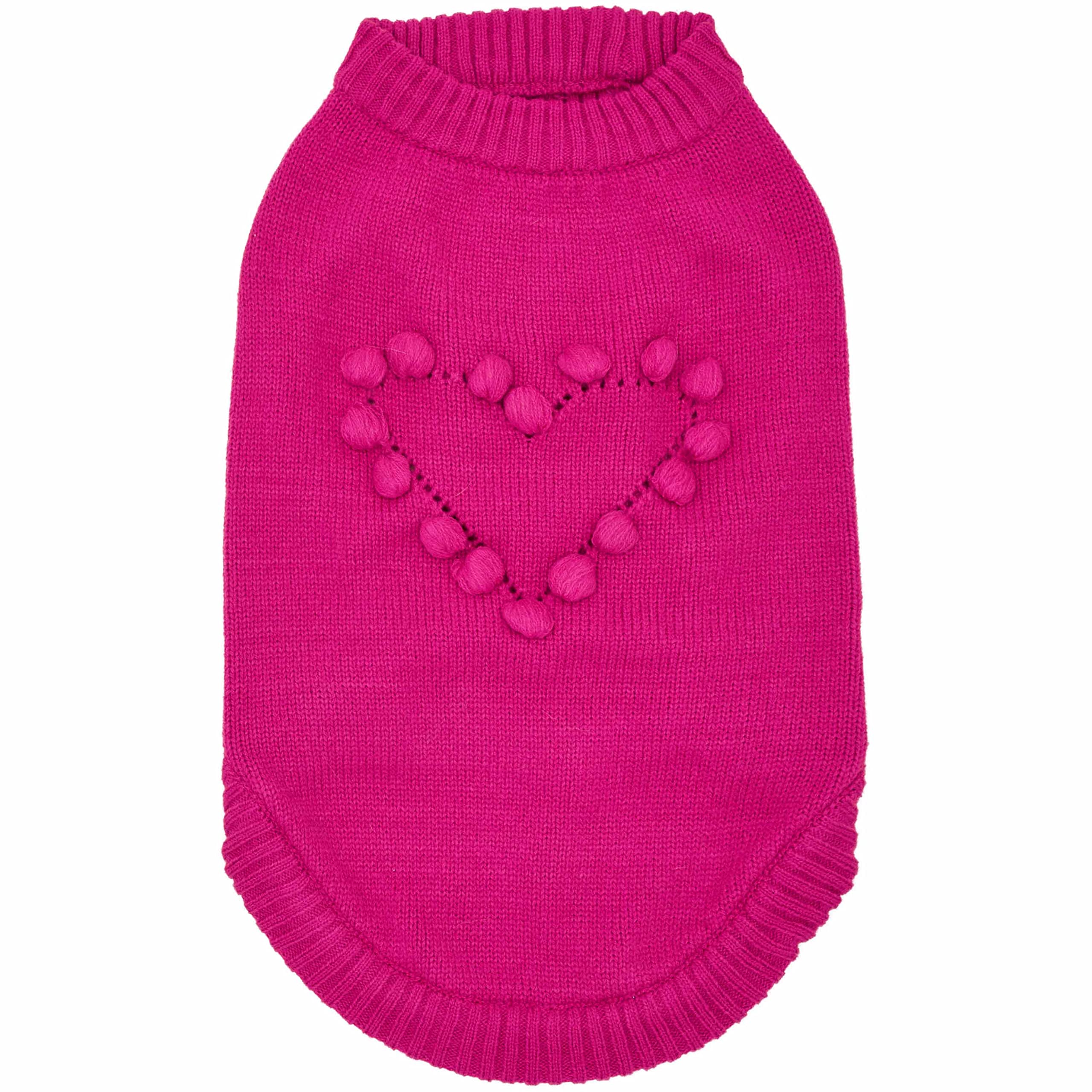 Blueberry Pet 2023 New Heart Dog Sweater Valentine’s Day Clothes for Small Girl Dogs, Hot Pink Pullover Crewneck Holiday Apparel, Back Length 8”