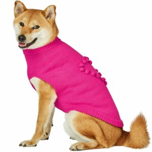 Blueberry Pet 2023 New Heart Dog Sweater Valentine’s Day Clothes for Small Girl Dogs, Hot Pink Pullover Crewneck Holiday Apparel, Back Length 8”