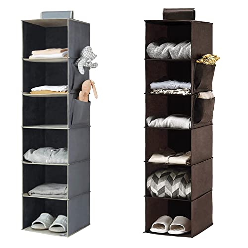 YOUDENOVA Hanging Closet Organizers and Storage, 6-Shelf Closet Hanging Storage Shelves