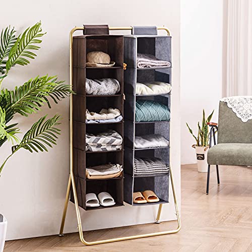 YOUDENOVA Hanging Closet Organizers and Storage, 6-Shelf Closet Hanging Storage Shelves