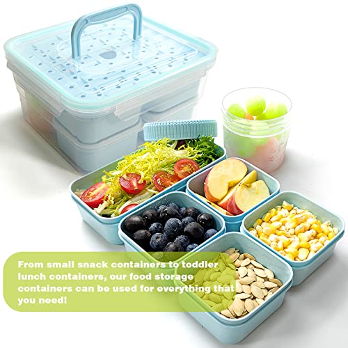 Food Storage Container with Lid Airtight, with 6 Individual BPA-Free Plastic Food Containers for Pantry Fridge Organization and Storage, Reusable Stackable Meal Prep Containers, Dishwasher Safe