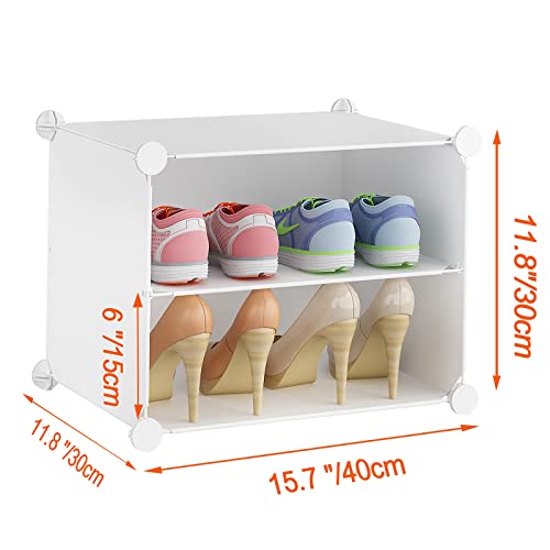 KOUSI Portable Shoe Rack Organizer 24 Pairs Tower Shelf Storage Cabinet Stand Expandable for Heels, Boots, Slippers, 6 Tier White