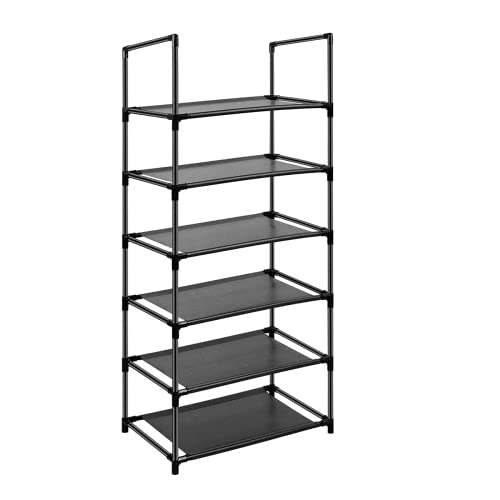 Easyhouse 6 Tier Metal Structure Free Standing Shoe Rack for Small Space Entryway, Bedroom, Closet, Narrow Vertical Shelf Organizer for Space Saving Storage