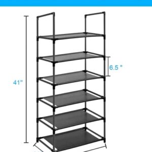 Easyhouse 6 Tier Metal Structure Free Standing Shoe Rack for Small Space Entryway, Bedroom, Closet, Narrow Vertical Shelf Organizer for Space Saving Storage