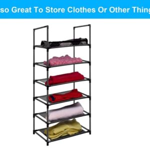 Easyhouse 6 Tier Metal Structure Free Standing Shoe Rack for Small Space Entryway, Bedroom, Closet, Narrow Vertical Shelf Organizer for Space Saving Storage