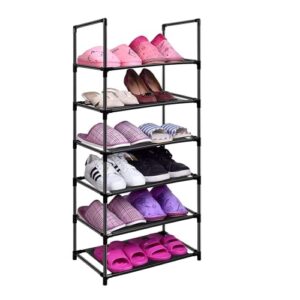 Easyhouse 6 Tier Metal Structure Free Standing Shoe Rack for Small Space Entryway, Bedroom, Closet, Narrow Vertical Shelf Organizer for Space Saving Storage