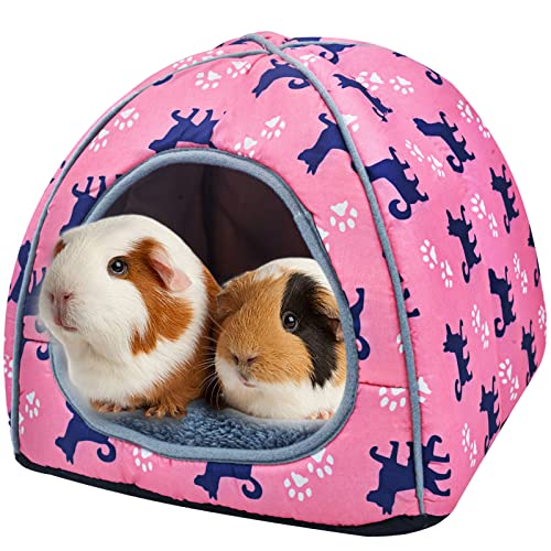 AFYHH Rabbit Guinea-Pig Bed House - Small Animal Cozy Cave Large Hideout Hides Hamster Hedgehog for Chinchilla Bearded Dragon Guinea Pig Accessories (Rose)