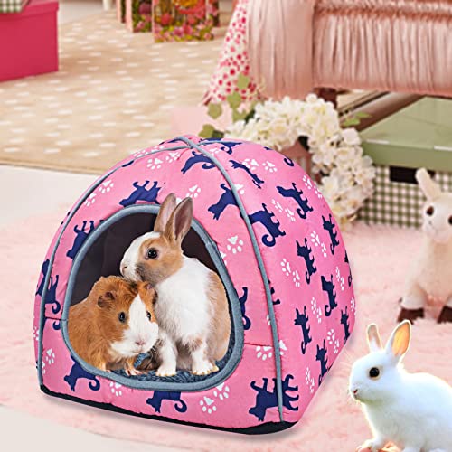 AFYHH Rabbit Guinea-Pig Bed House - Small Animal Cozy Cave Large Hideout Hides Hamster Hedgehog for Chinchilla Bearded Dragon Guinea Pig Accessories (Rose)