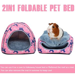 AFYHH Rabbit Guinea-Pig Bed House - Small Animal Cozy Cave Large Hideout Hides Hamster Hedgehog for Chinchilla Bearded Dragon Guinea Pig Accessories (Rose)