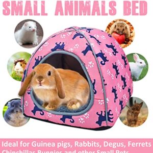 AFYHH Rabbit Guinea-Pig Bed House - Small Animal Cozy Cave Large Hideout Hides Hamster Hedgehog for Chinchilla Bearded Dragon Guinea Pig Accessories (Rose)