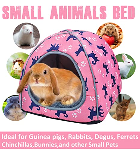 AFYHH Rabbit Guinea-Pig Bed House - Small Animal Cozy Cave Large Hideout Hides Hamster Hedgehog for Chinchilla Bearded Dragon Guinea Pig Accessories (Rose)